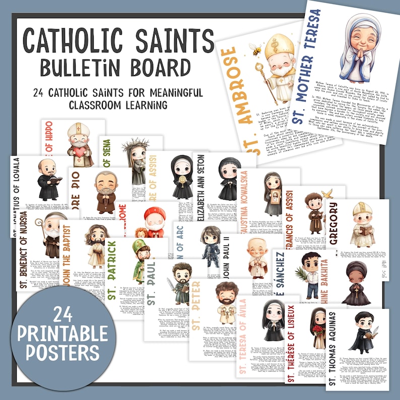 Catholic Saints Bulletin Board Kit | Saint of the Week Posters ...