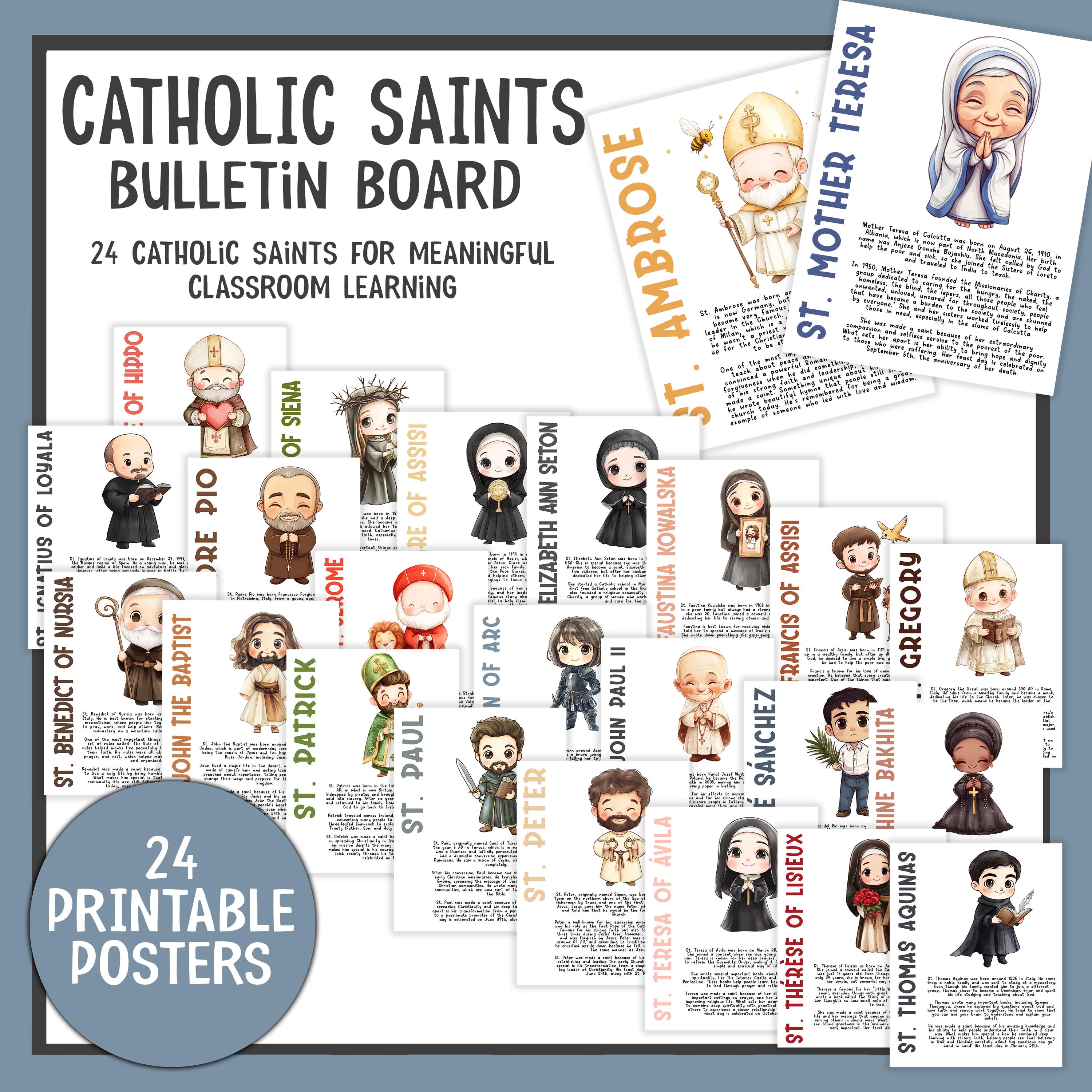 Catholic Saints Bulletin Board Kit | Saint of the Week Posters ...