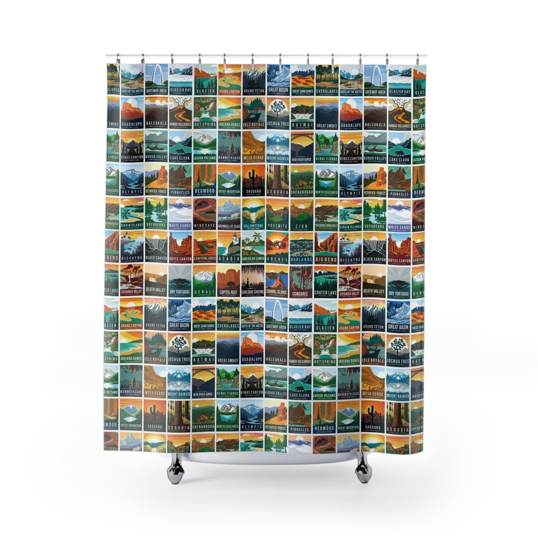National Park Shower Curtain | US Parks Souvenir | RV Camper Road Trip ...