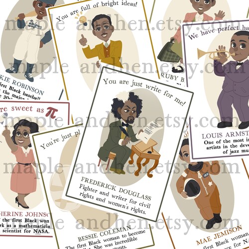 Black History Valentine Cards African American Printable - Etsy