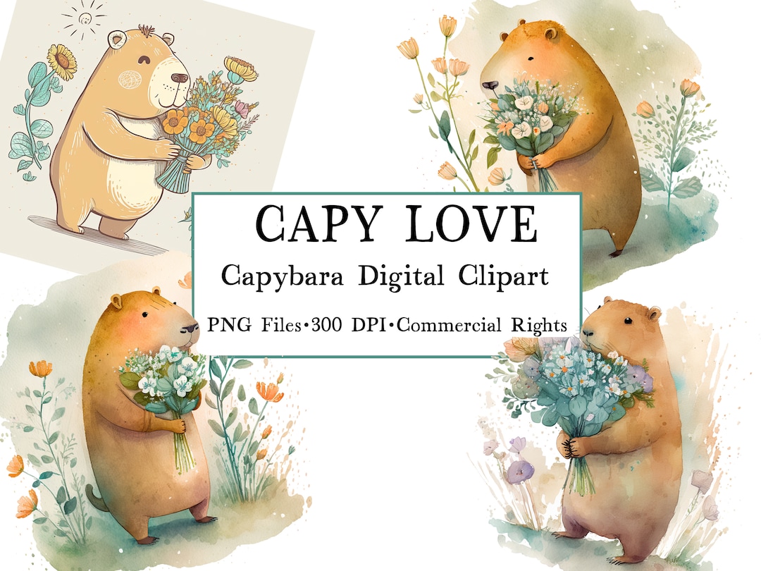 Capybara Clipart Watercolor Capybara Instant Download Cute Capybaras ...