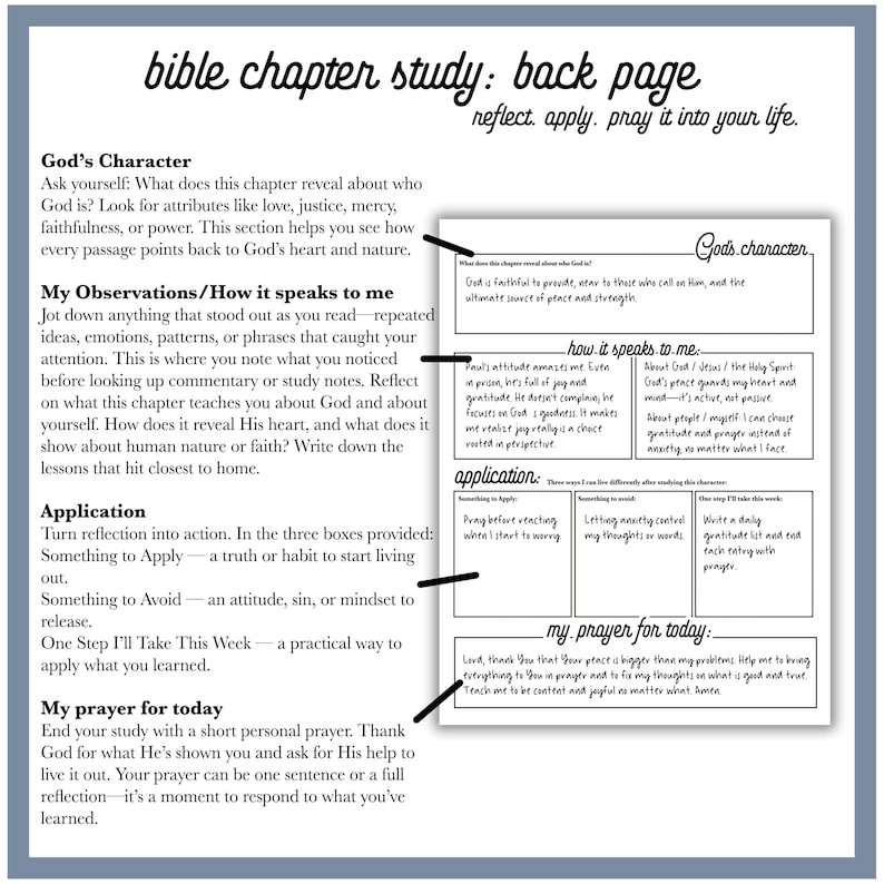 Printable Bible Chapter Study Guide | Bible Study Scripture Reflection ...