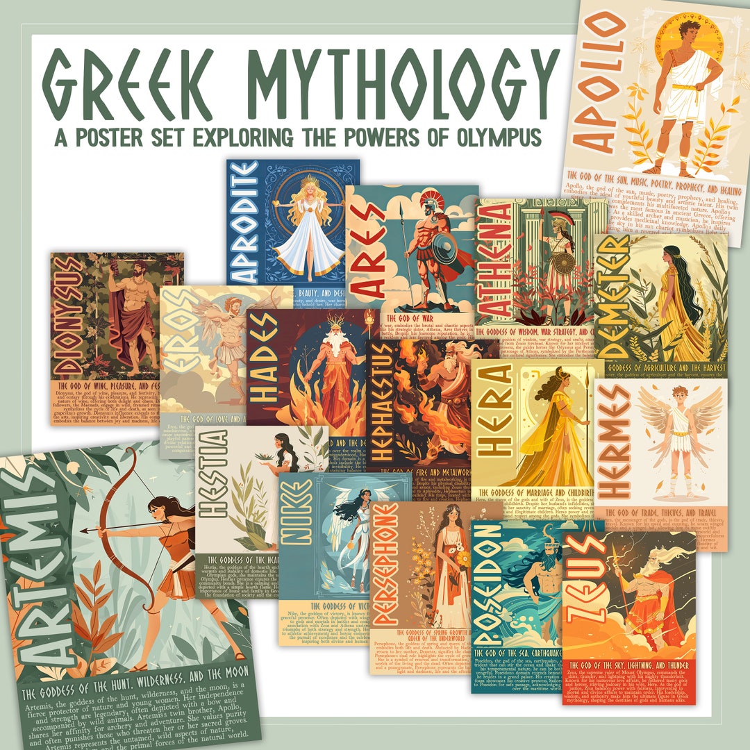 Greek Gods Bulletin Board Set Greek Mythology Poster Set Ancient Greece ...