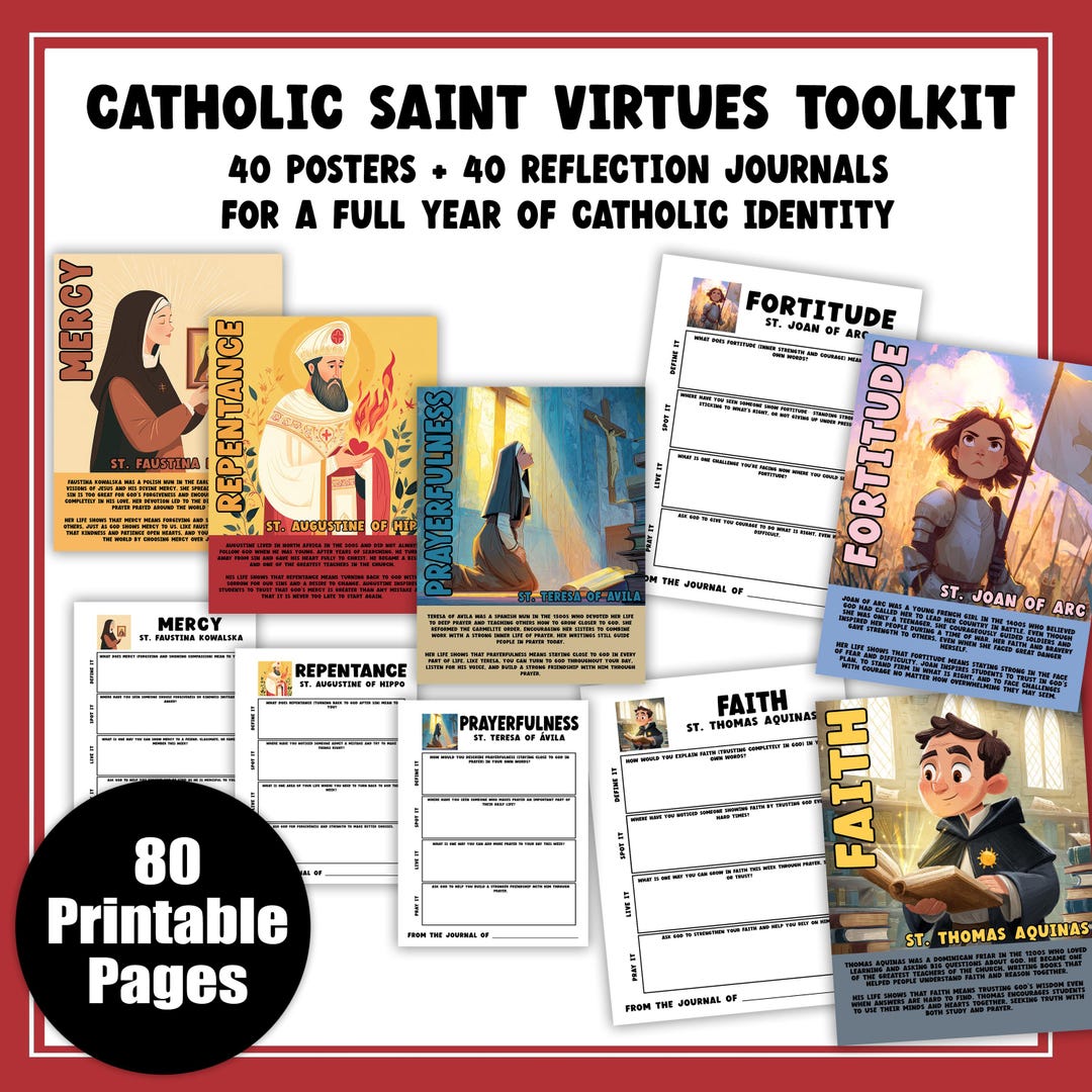 Catholic Saints Virtues Toolkit | 40 Saint of the Week Posters ...