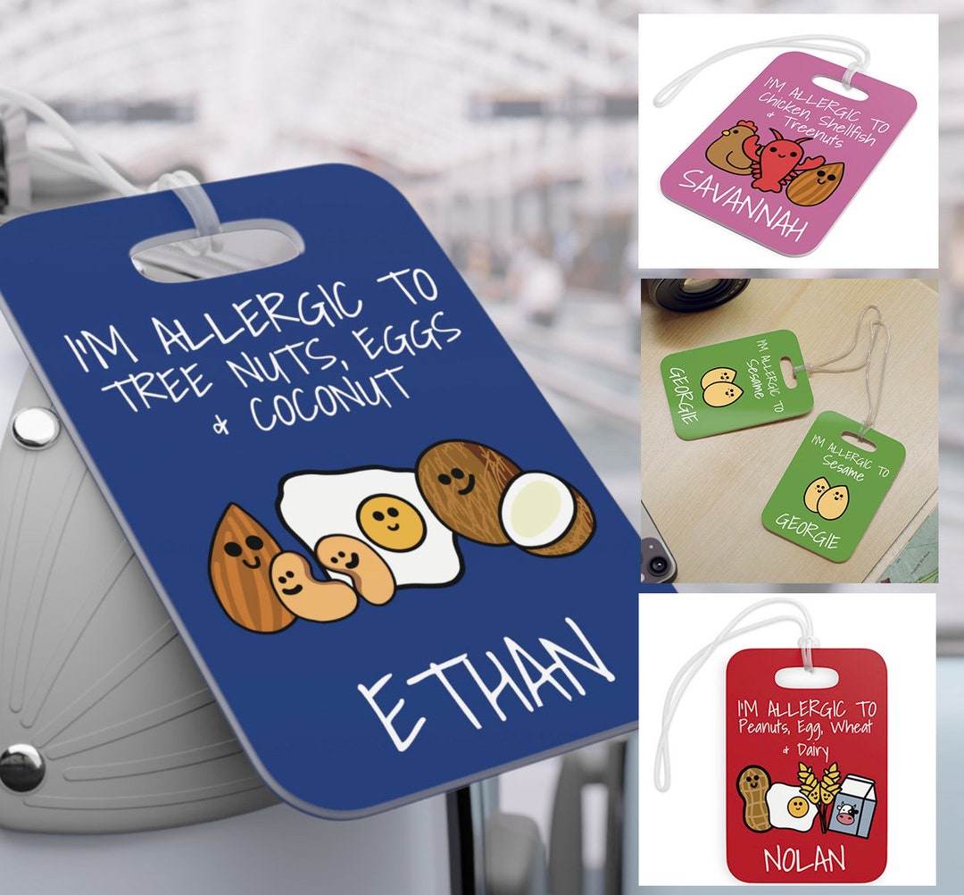 Food Allergy Alert Tag | Kids Allergies Custom Backpack Tags | Bag Tag ...