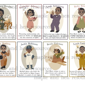 Black History Flash Cards, Printable US African American Black History ...