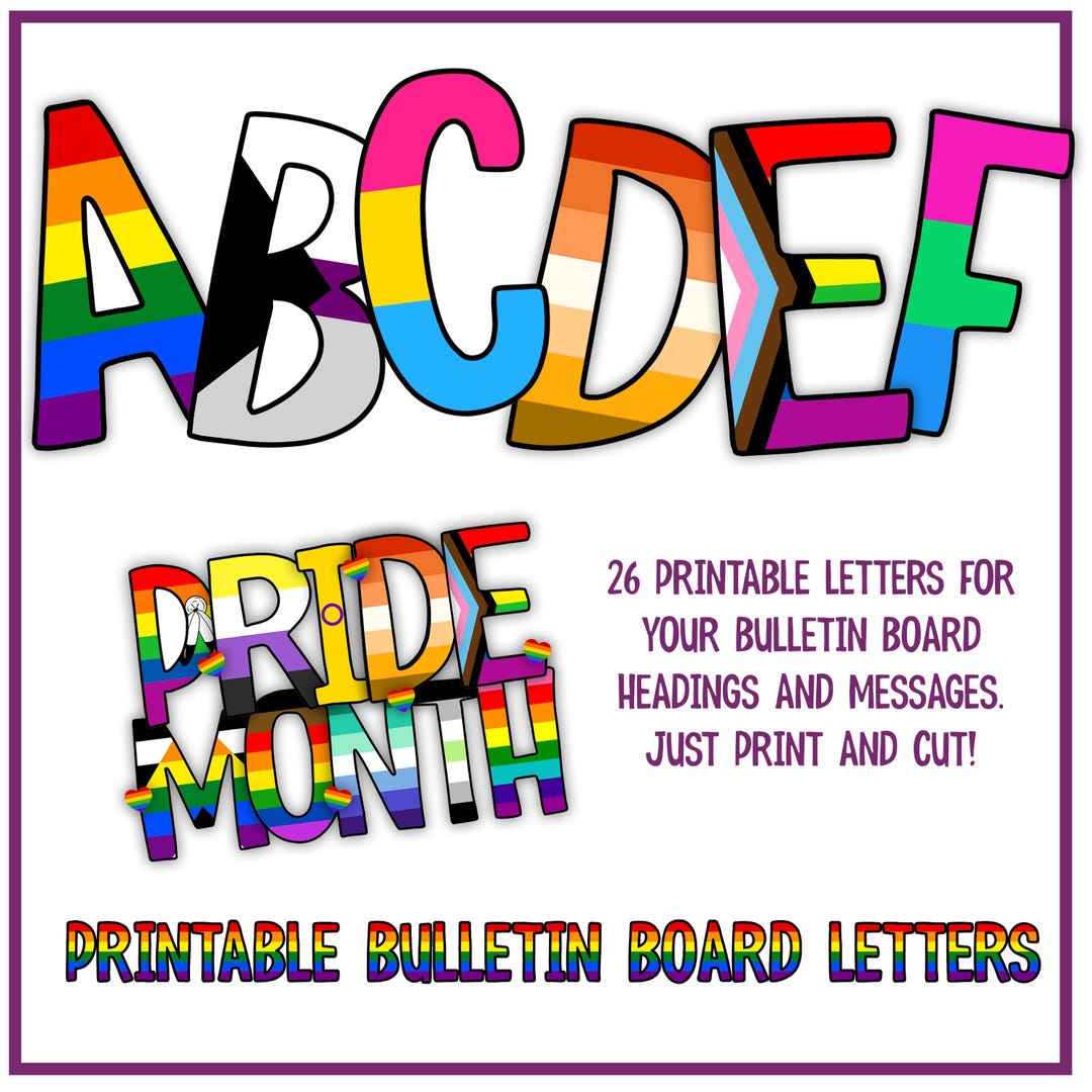 Pride Month ABC Bulletin Board Letters Display | LGBTQIA+ Flag ...