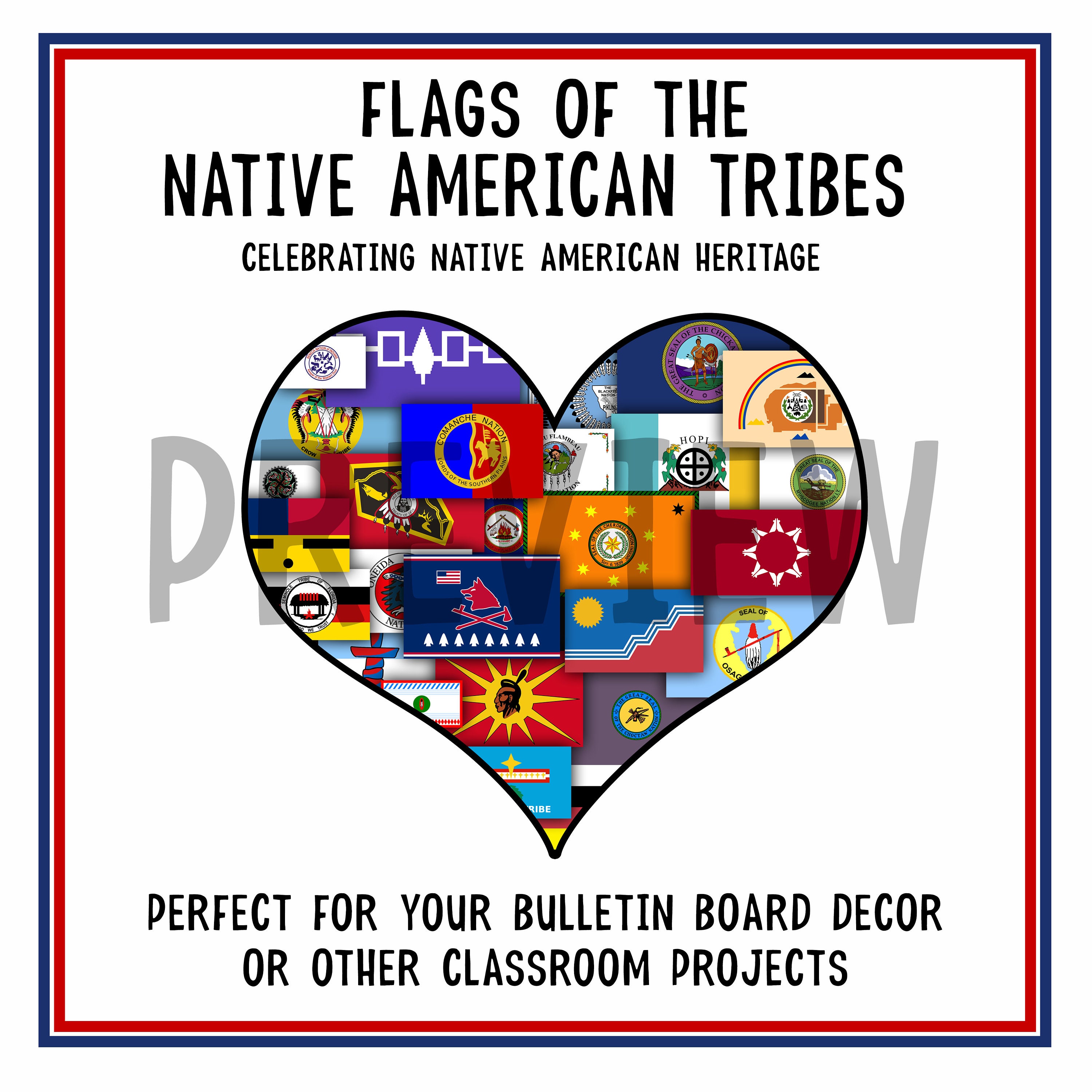 Native American Heritage Month Flag Heart American Indian History ...