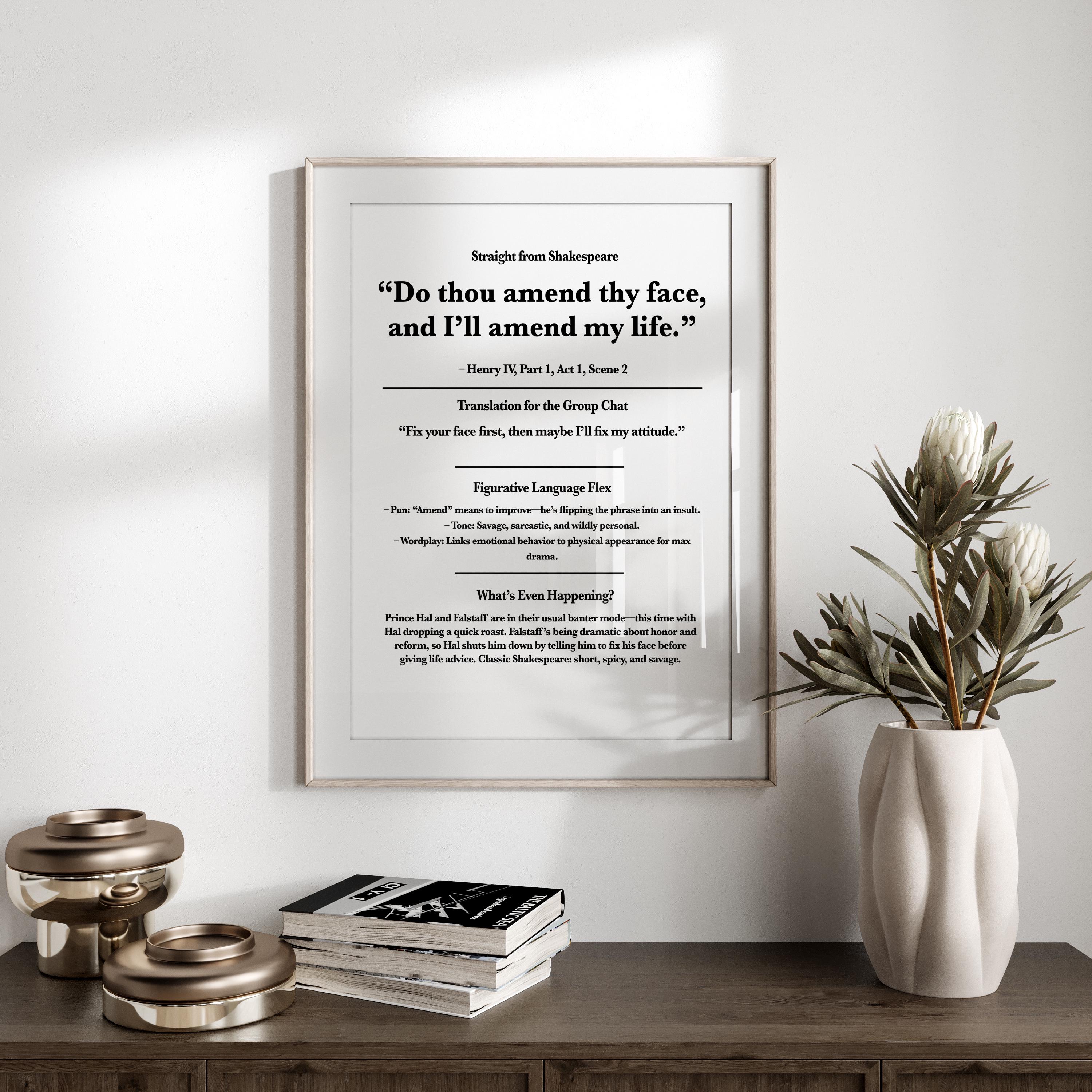 Shakespeare Insult Posters for ELA Classrooms | Funny Literary Wall Art ...