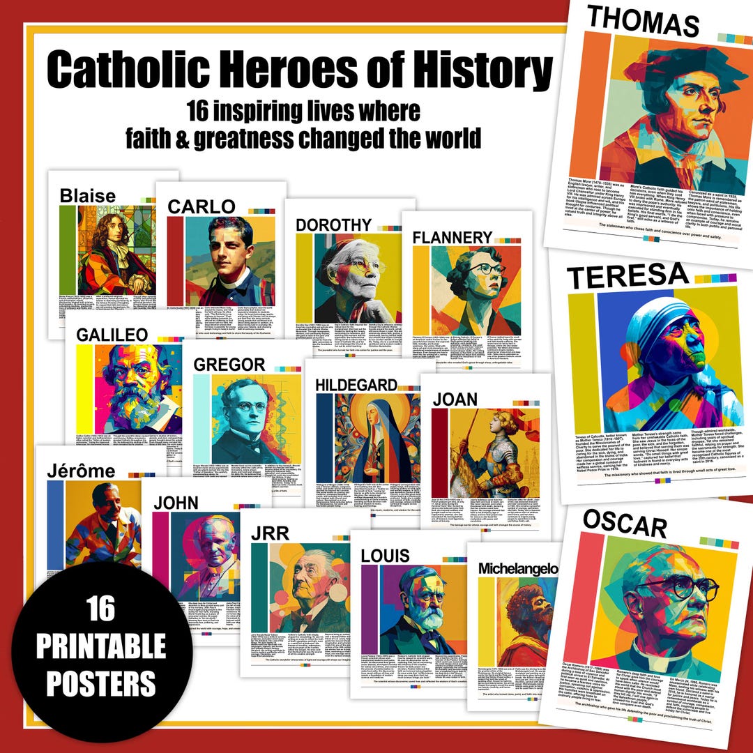 Catholic Heroes of History Poster Set | Saints, Writers, Scientists ...