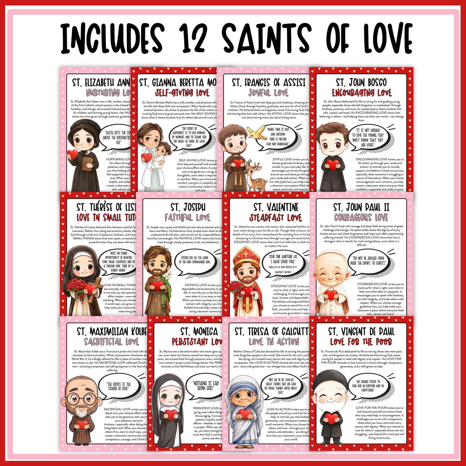 Catholic Saints Valentine Bulletin Board | Saints of Sacred Love Poster ...