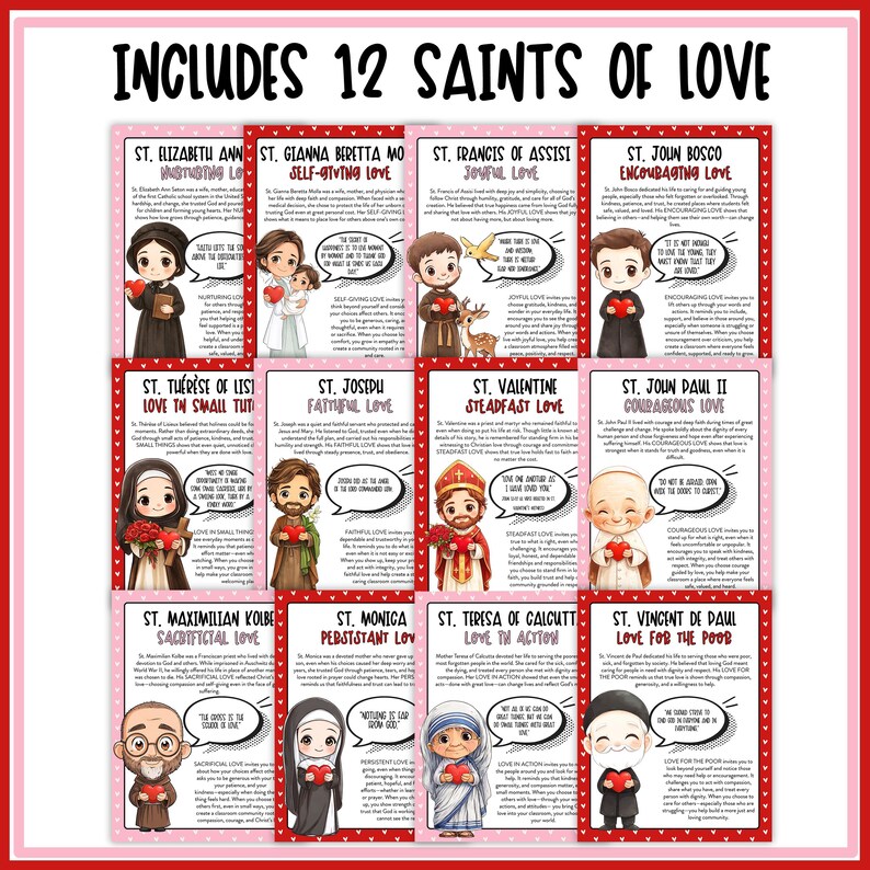 Catholic Saints Valentine Bulletin Board | Saints of Sacred Love Poster ...