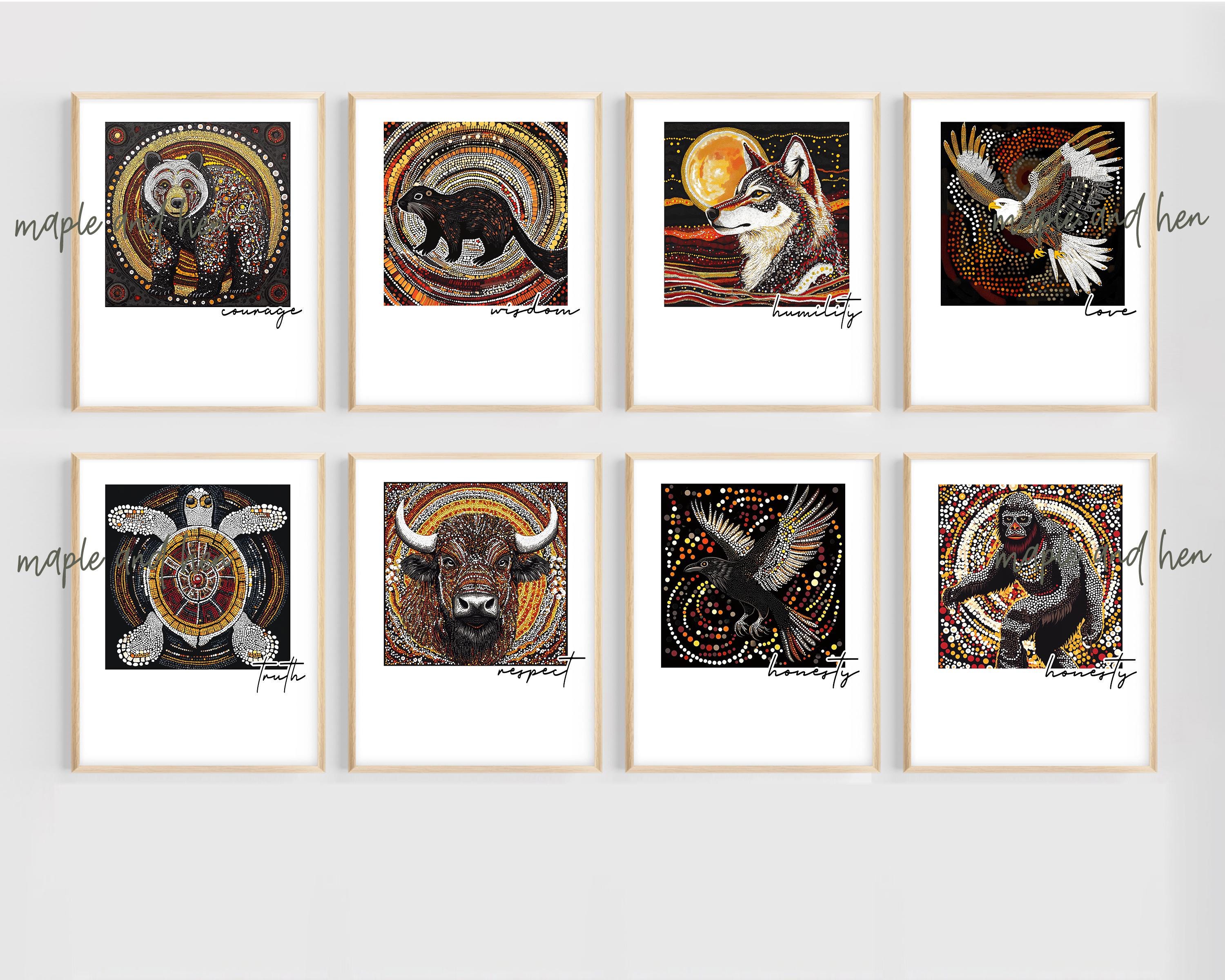 Seven Grandfather Teachings Dot Art Poster Set | Indigenous Animals ...