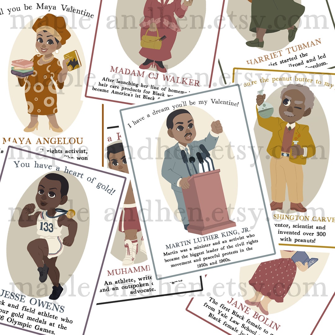 Black History Valentine Cards | Five Sets African American Printable ...