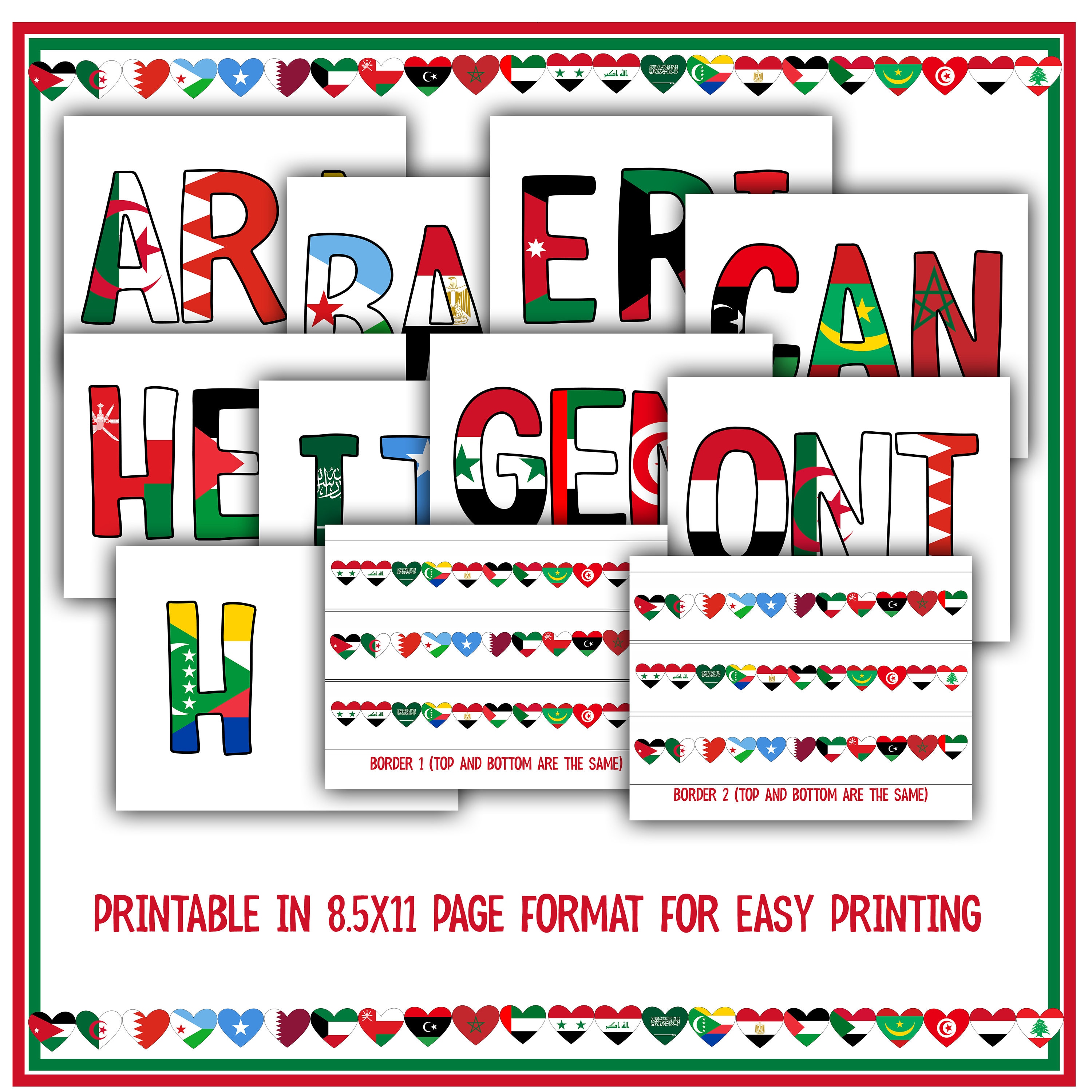 Arab American Heritage Month Bulletin Board Decor | Arab Country ...