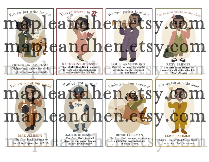 Black History Valentine Cards African American Printable - Etsy