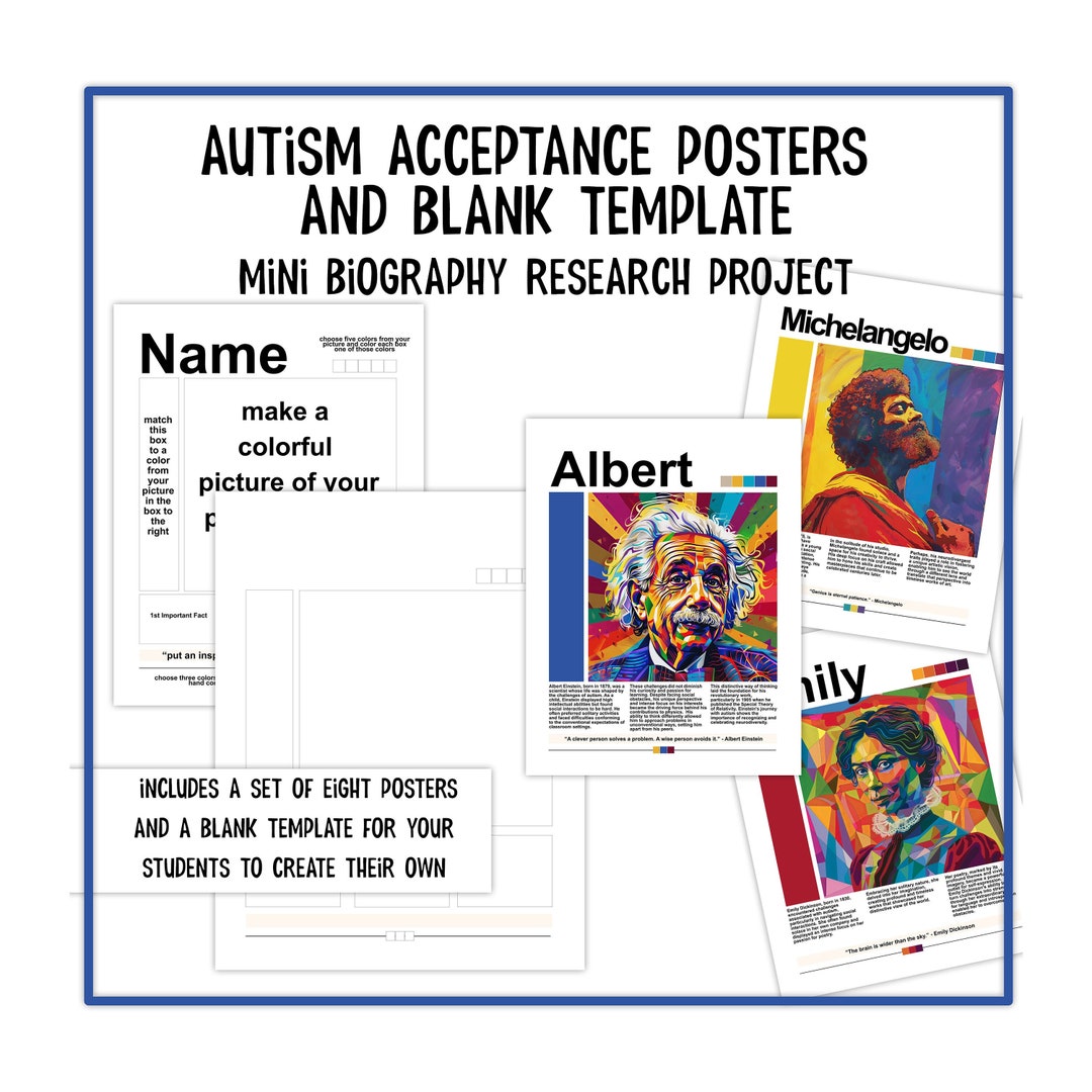 Autism Acceptance Month Poster Mini Research Project Set ...