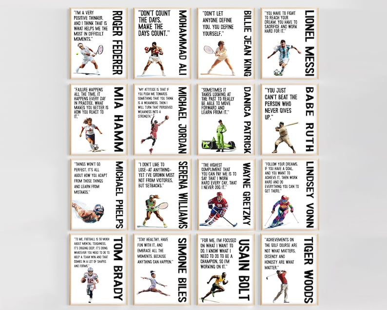 Famous Athletes Bulletin Board Set | Sports Role Models Posters | 16 ...