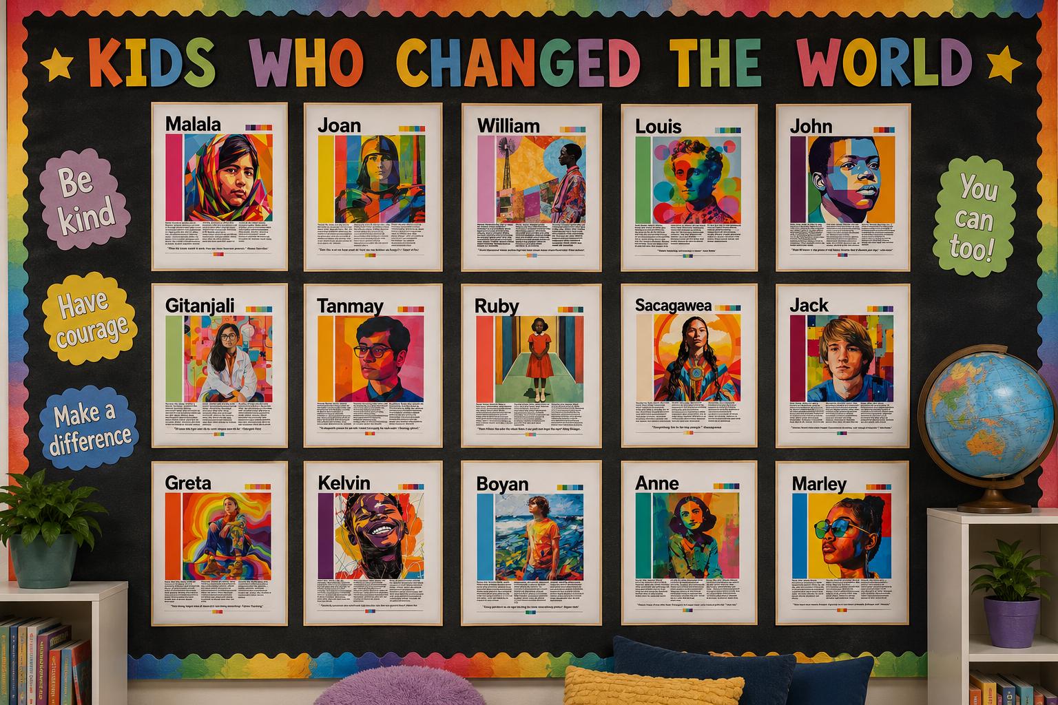 Kids Who Changed the World Bulletin Board | Kid Leaders Inclusion ...