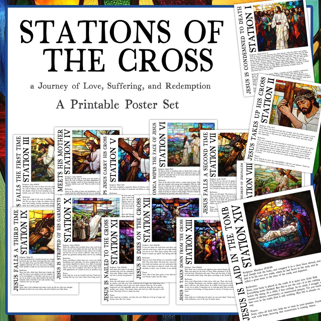 Stations of the Cross Poster Set | 14 Printable Posters for Lent and Easter | Catholic Digital ...