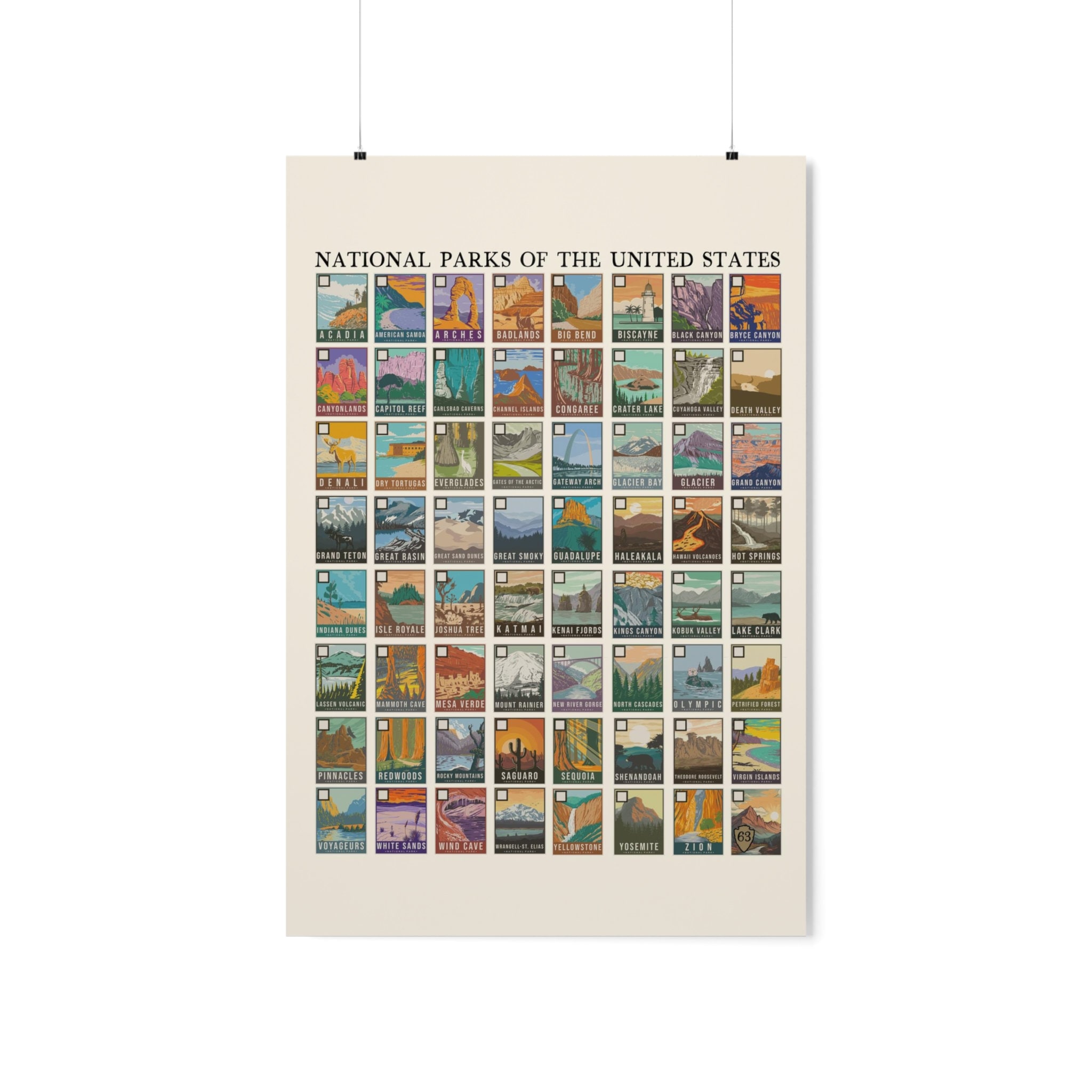 US National Park Checklist Poster | 63 National Parks Check List Gift ...