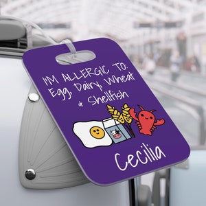 Food Allergy Alert Tag | Kids Allergies Custom Backpack Tags | Bag Tag ...