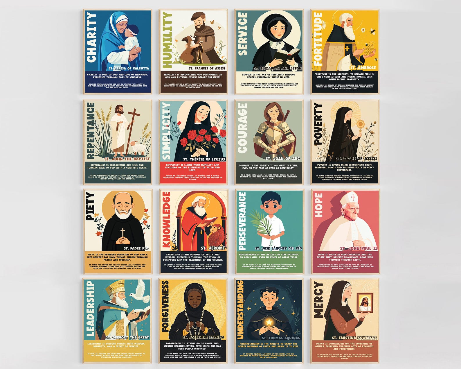 Catholic Saints Virtues Poster Set | Religious Teacher Lent Posters ...