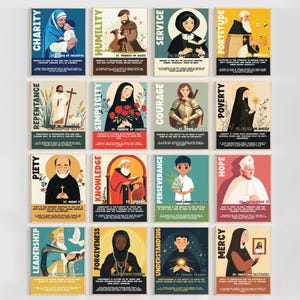 Catholic Saints Virtues Poster Set | Religious Teacher Lent Posters ...
