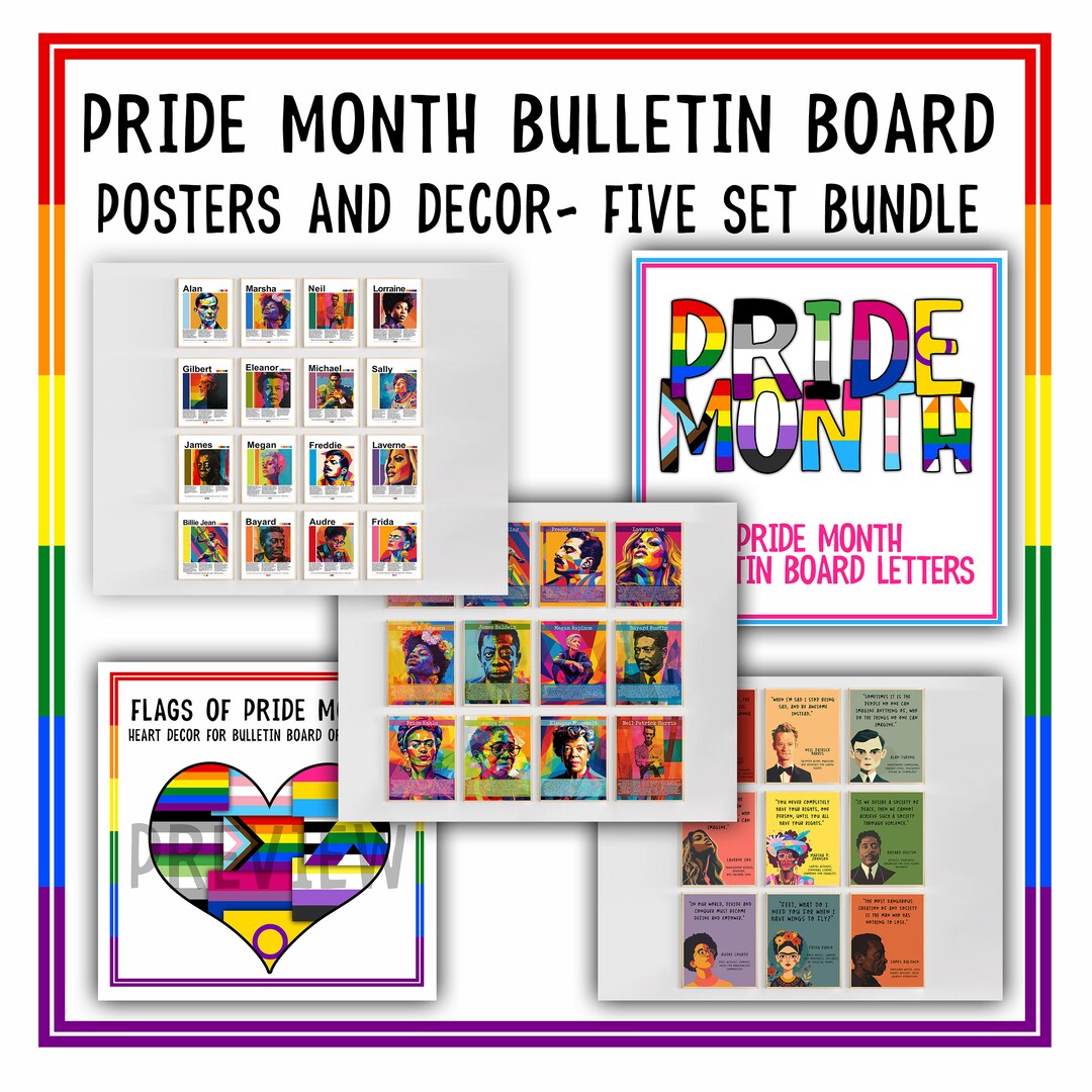 Pride Month Bulletin Board Bundle | LGBTQIA+ Leaders Printables Posters ...