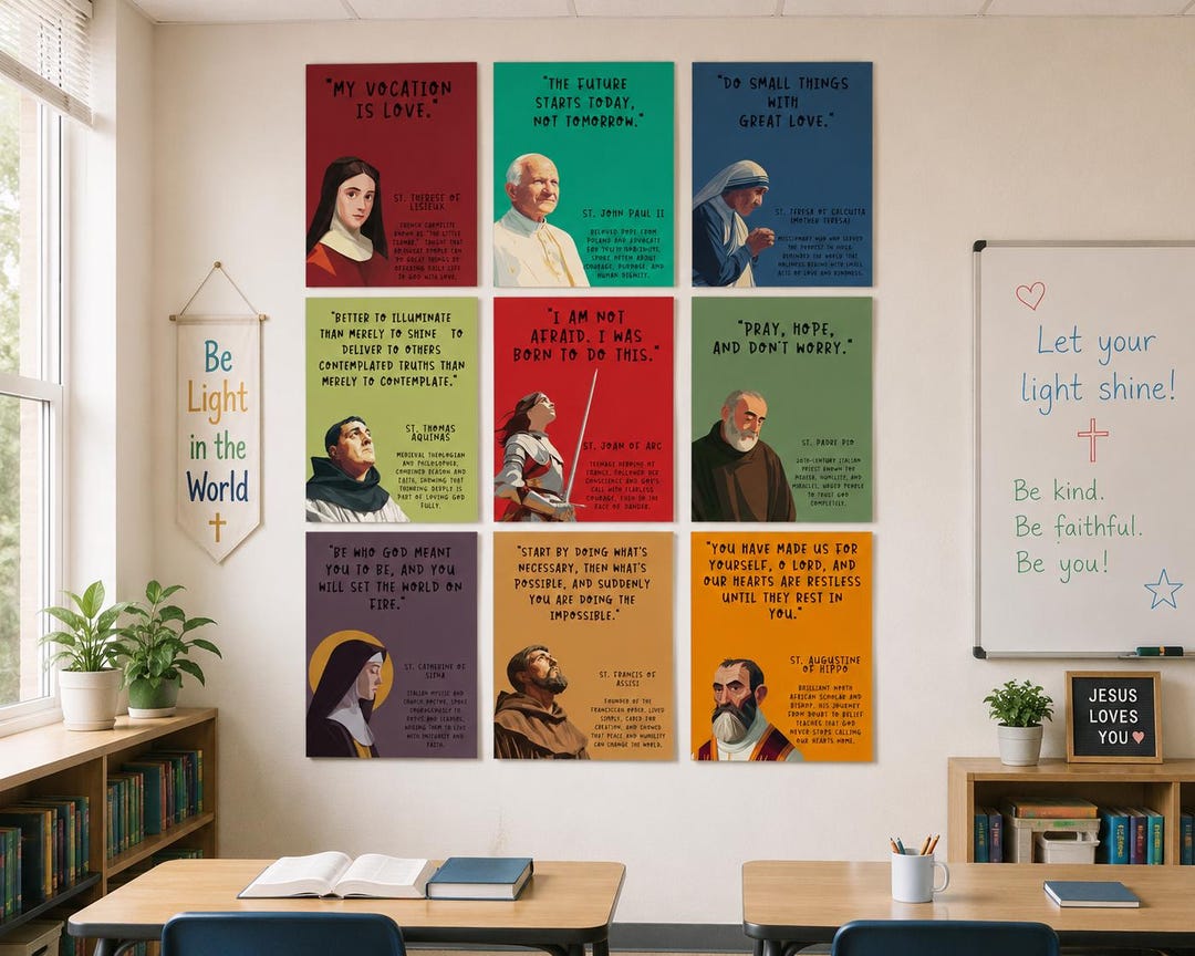 Modern Catholic Saints Bulletin Board Posters | Inspirational Saint ...