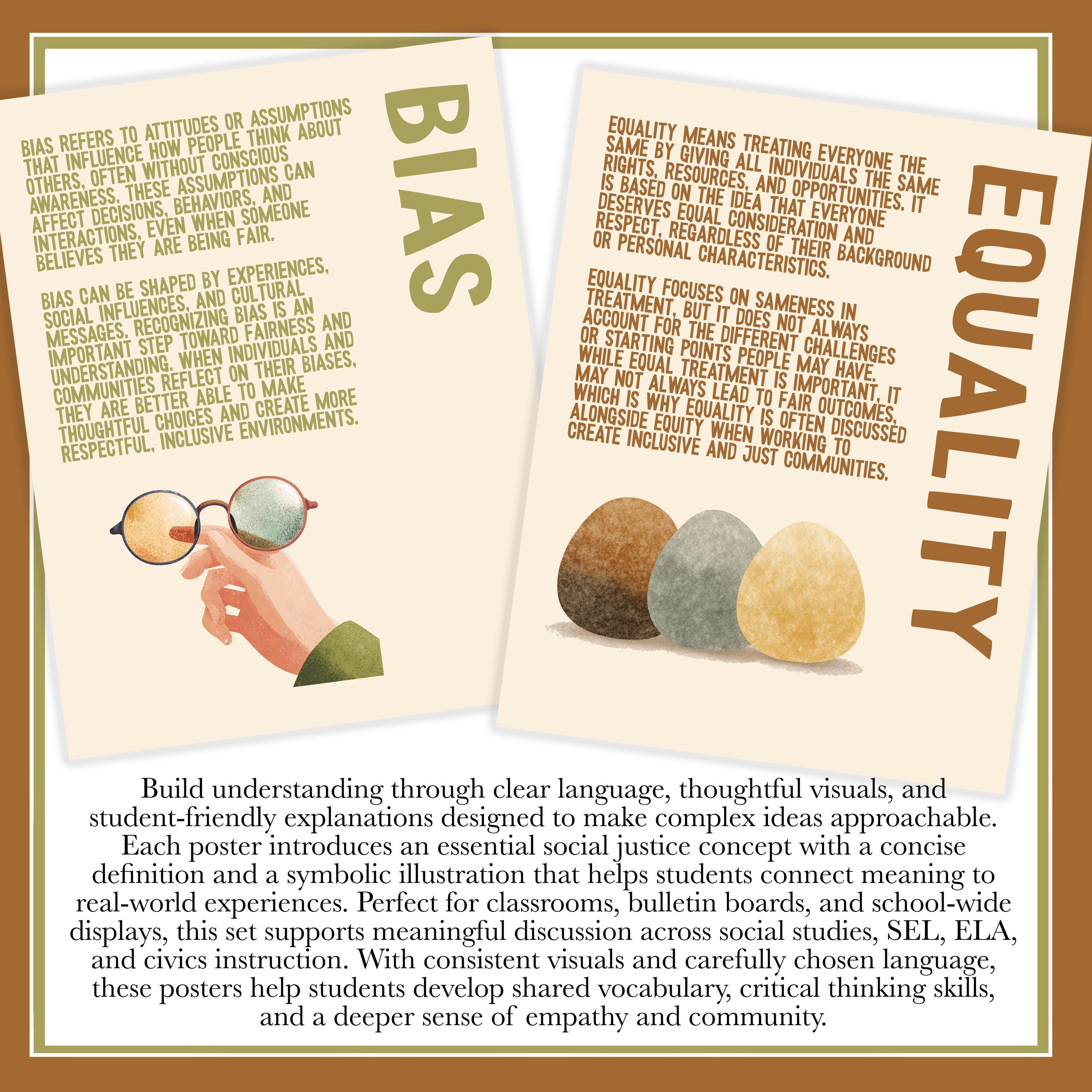 Social Justice Bulletin Board Poster Set | DEIB Vocabulary Wall ...