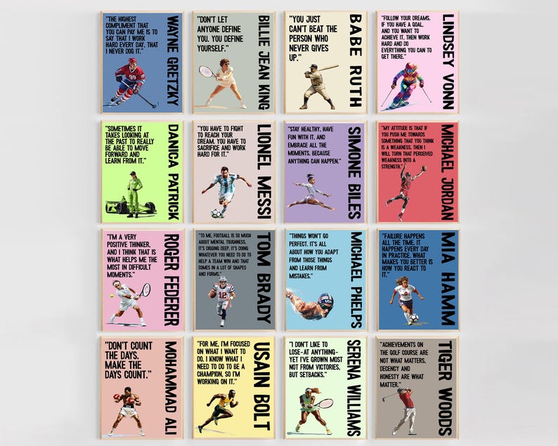 Famous Athletes Bulletin Board Set | Sports Role Models Posters | 16 ...
