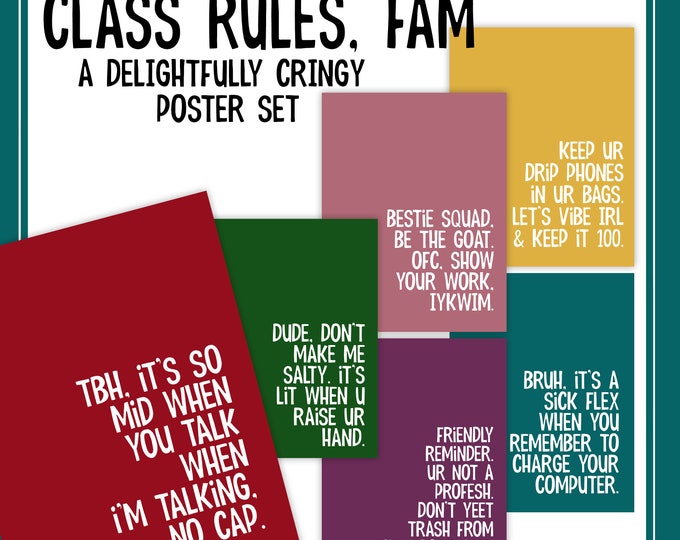 High School Classroom Rules Poster, Funny Math Teacher Gift, Middle ...