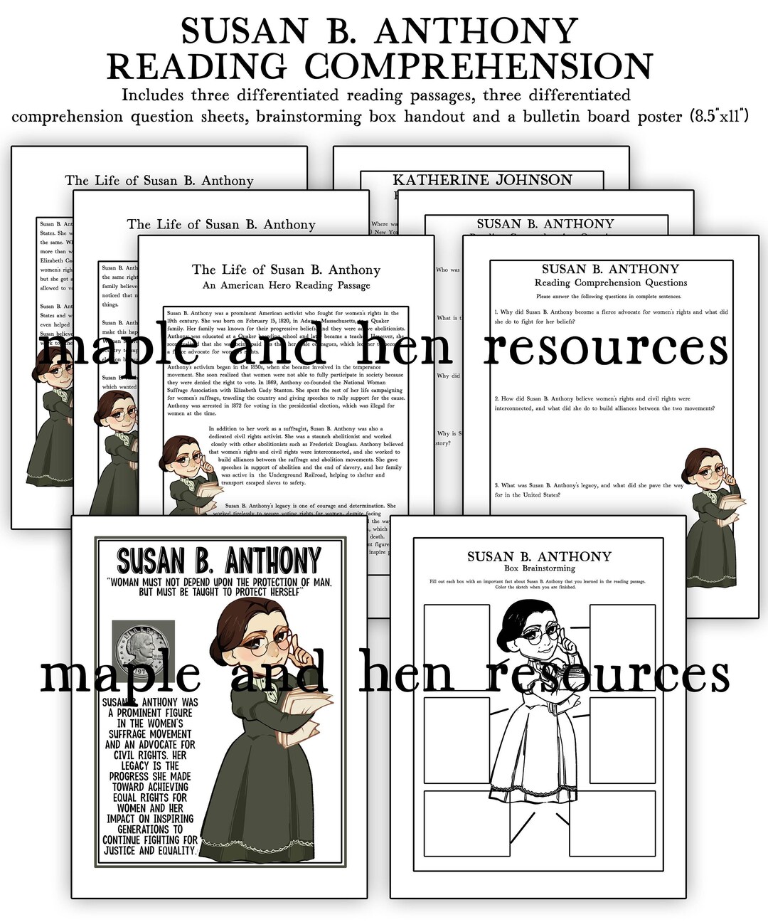 Susan B Anthony Differentiated Reading Comprehension Women's History ...