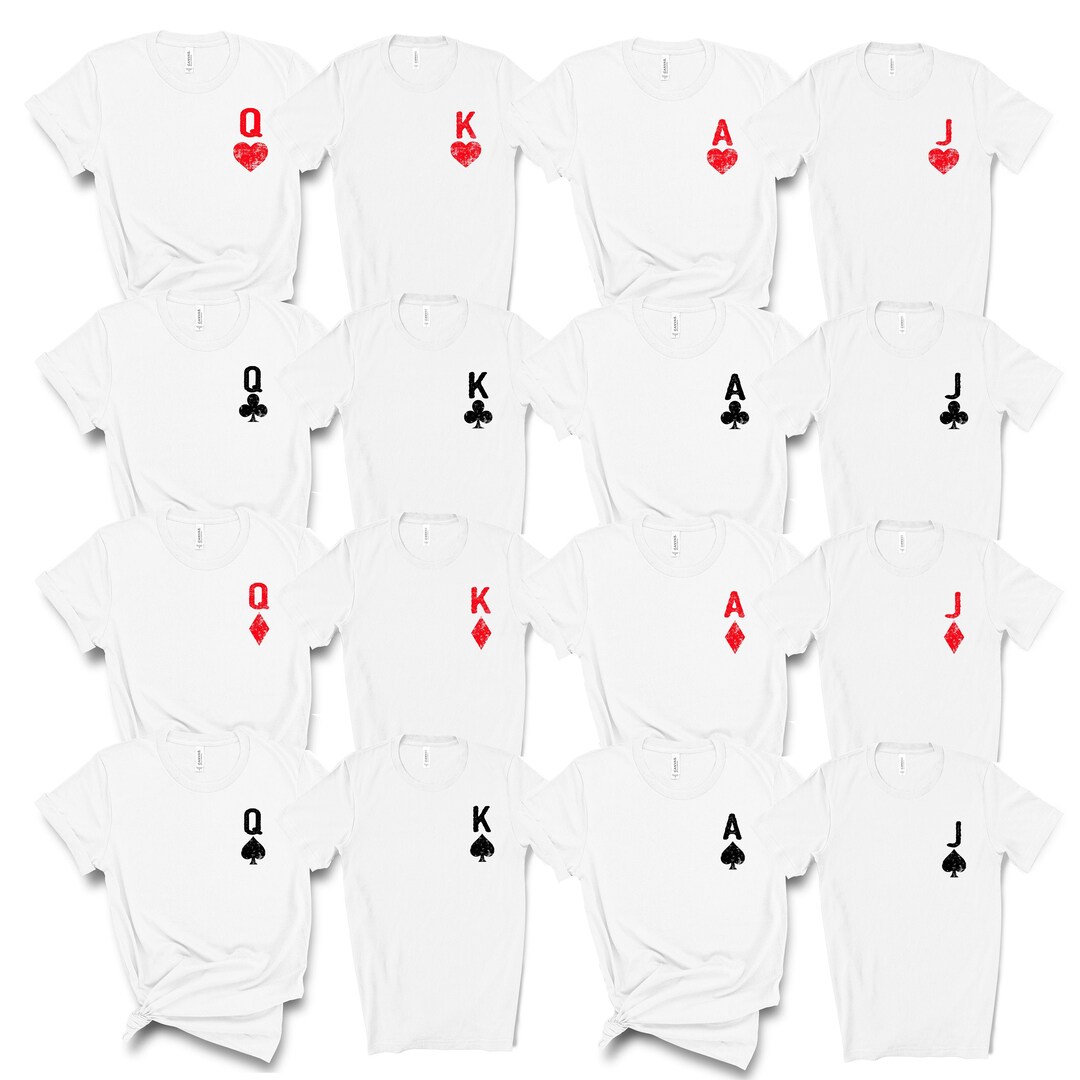 Playing Card Group Shirts Queen of Hearts Spades Clubs Diamonds ...