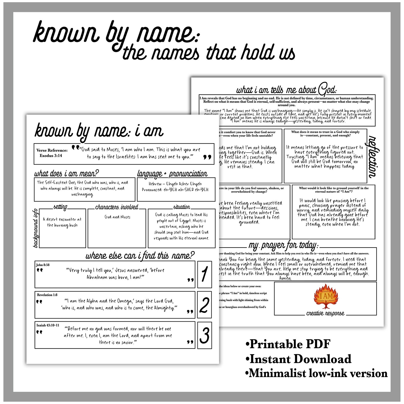 Names of God Bible Study Pages | Printable Christian Devotional for ...