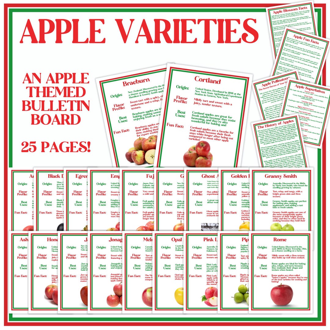 Apple Variety Bulletin Board | Apples Poster Set | Varieties of Apples ...