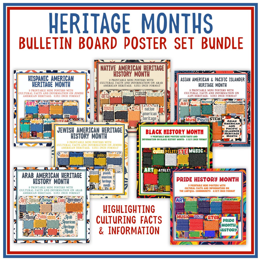 Heritage Month Bulletin Board Poster Bundle | History Month Sets | Arab ...