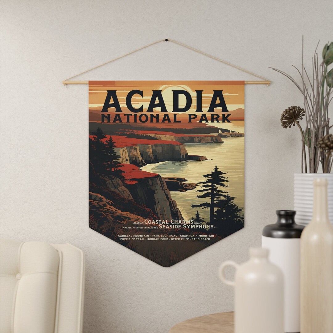 Acadia National Park Pennant | Acadia Maine Room Decor | National Parks ...