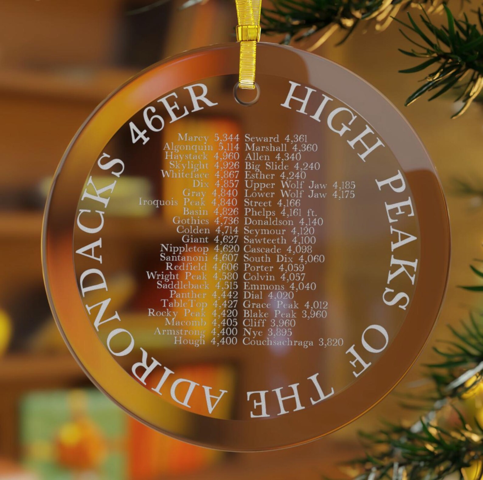 Custom Adirondacks 46er Glass Ornament | Personalized ADK 46ers High ...