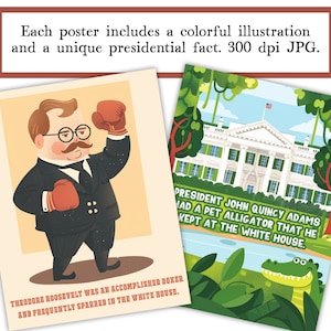 Funny President Bulletin Board Posters | Fun Facts of the Presidents ...