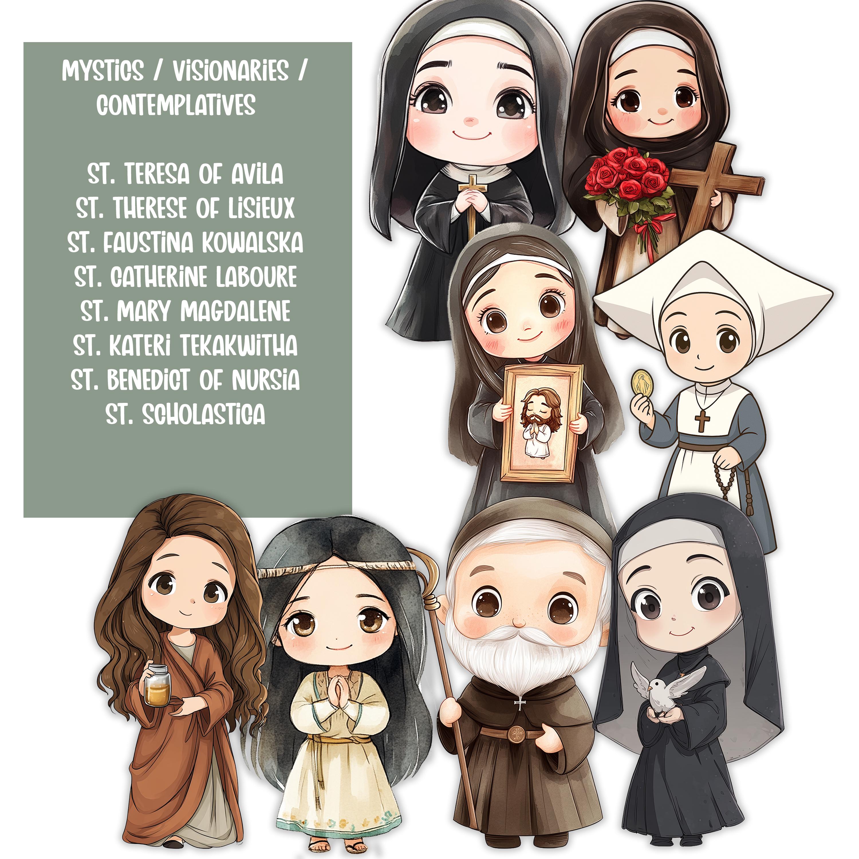 Catholic Saints Clipart Bundle, Printable Saint Illustrations for Kids ...