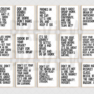 Funny Class Rules Posters | High School Middle School Teacher Slang ...