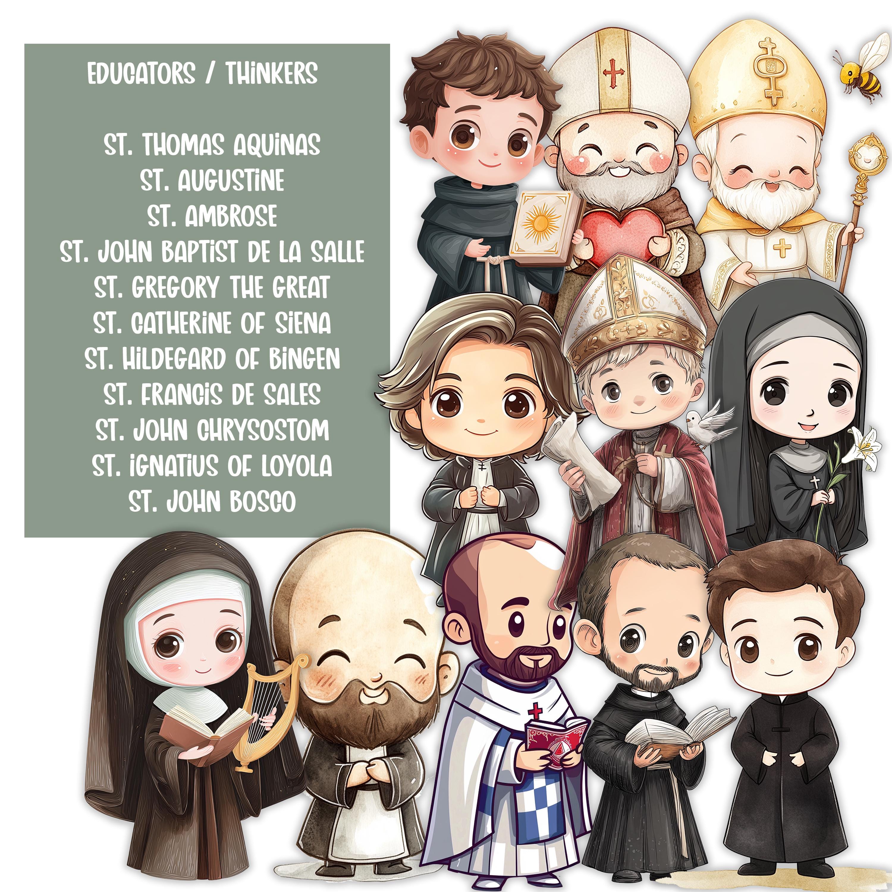 Catholic Saints Clipart Bundle, Printable Saint Illustrations for Kids ...