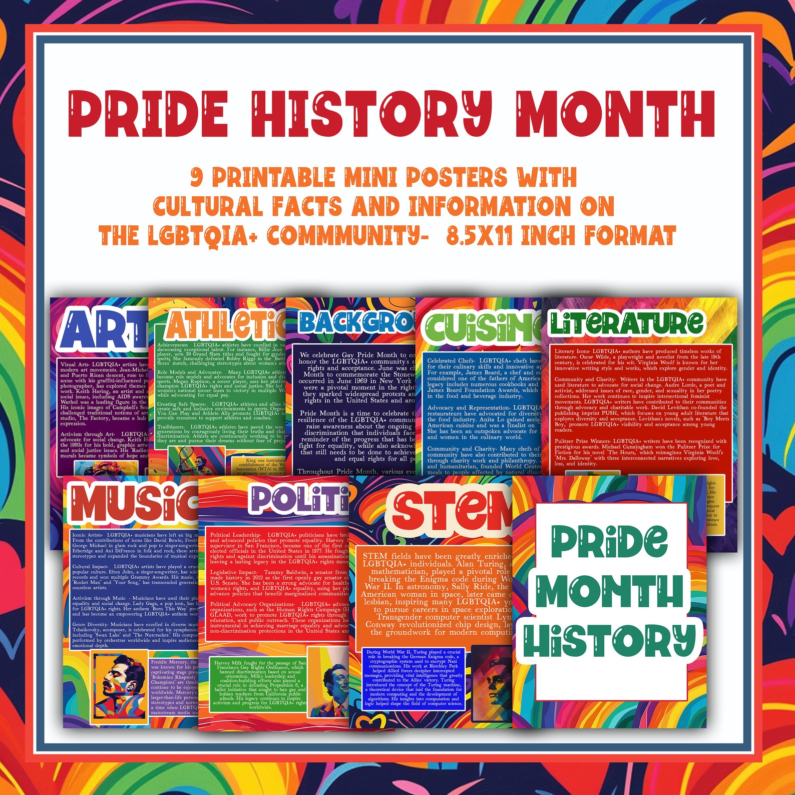 Pride Month Bulletin Board Posters | LGBTQIA+ Leaders and Facts ...