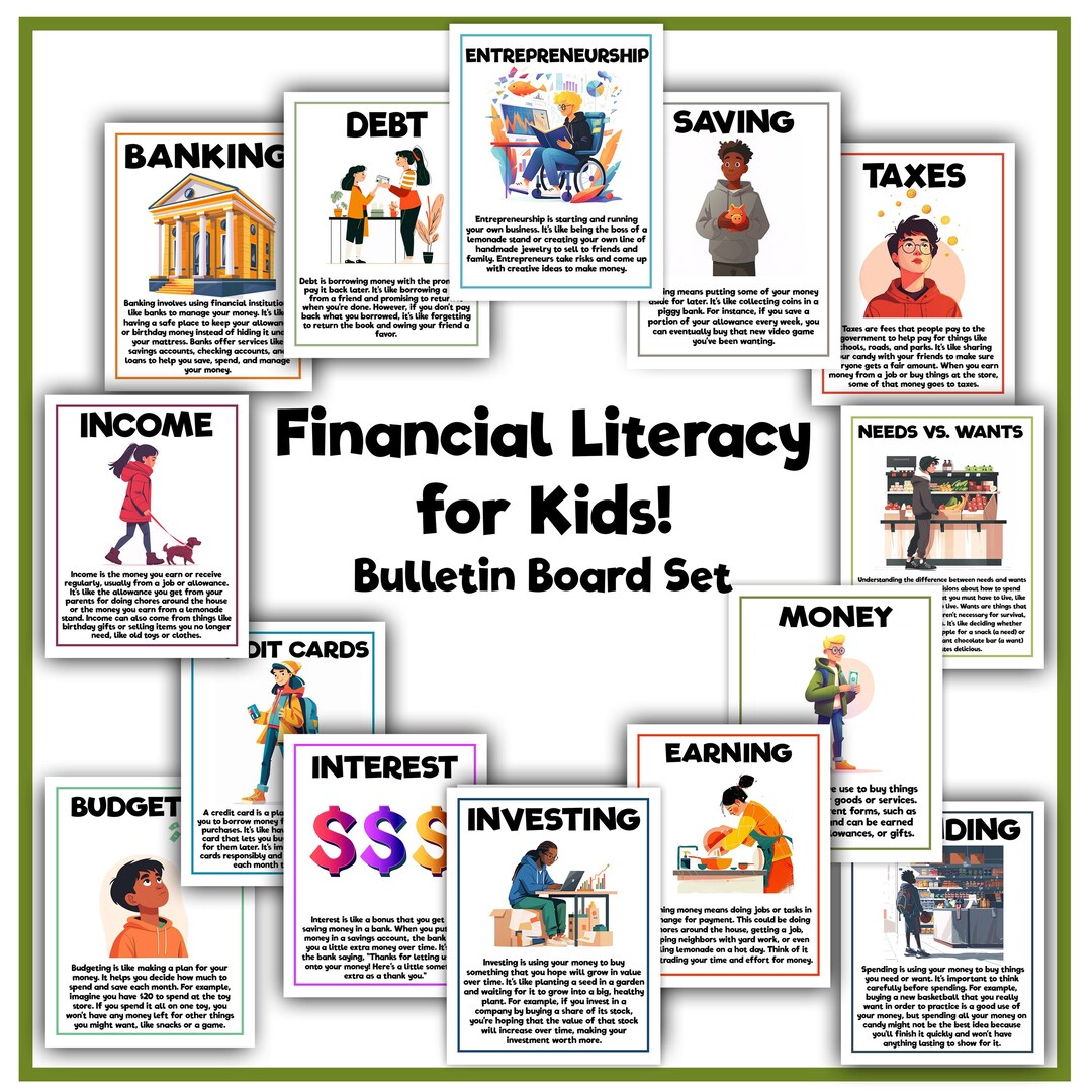Financial Literacy Bulletin Board | Money Curriculum for Kids | Passive ...