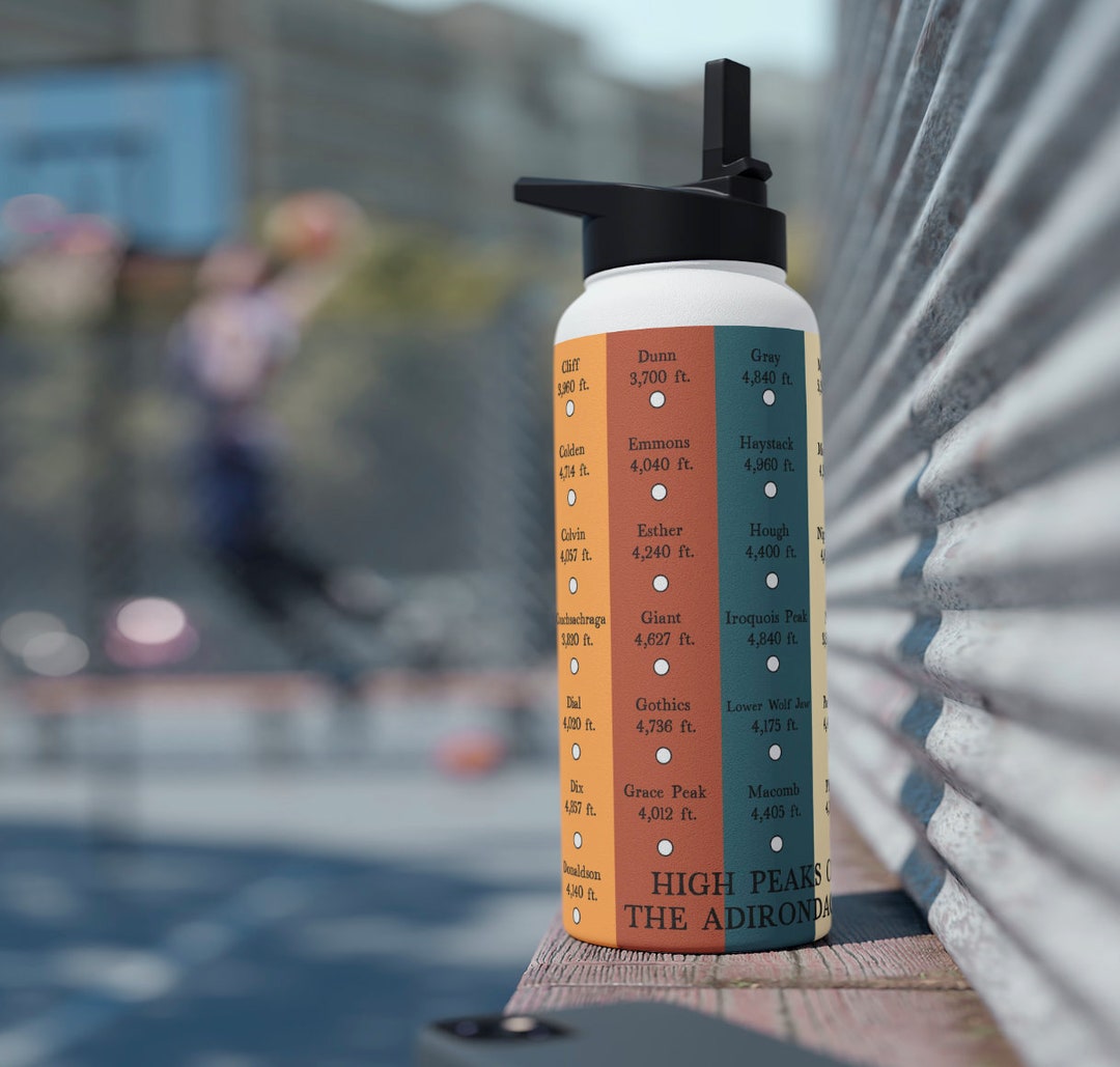 Adirondack High Peaks 46er Checklist Stainless Steel Water Bottle ...