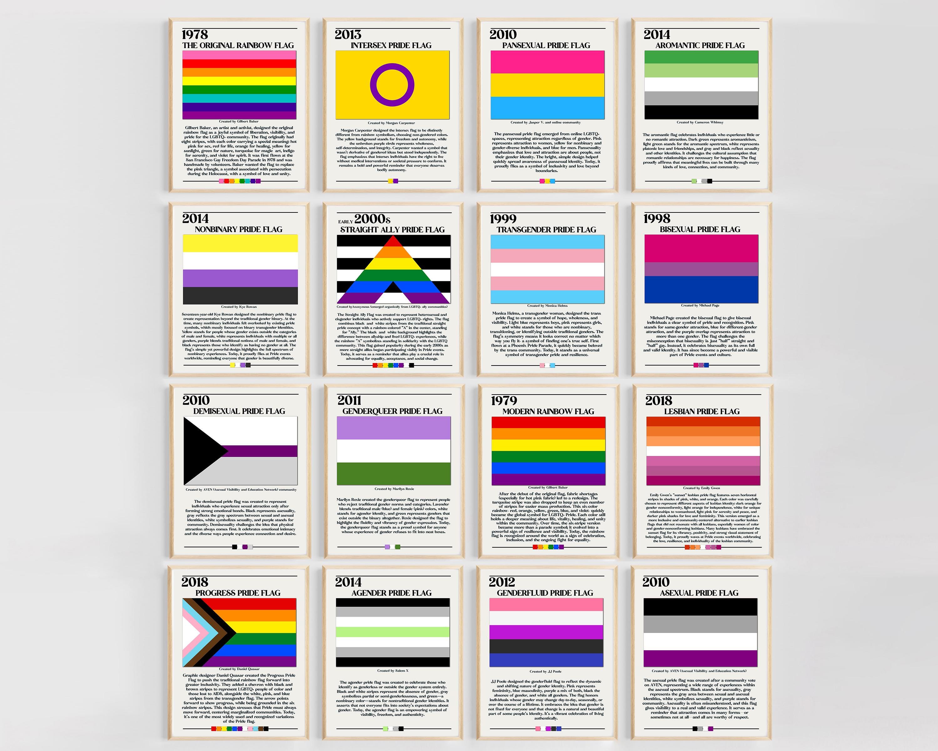 Pride Month Poster Set | Retro Pride Flag History Bulletin Board ...
