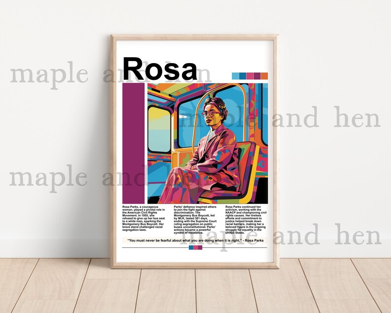 Rosa Parks Digital Art Print | Black History Month Printable | Civil ...