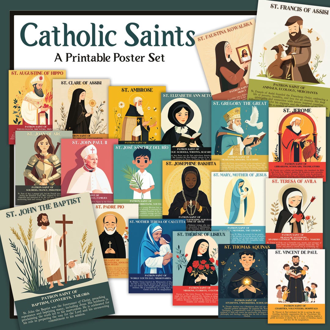 Catholic Saints Poster Set | Religious Teacher Saint Posters | Digital ...